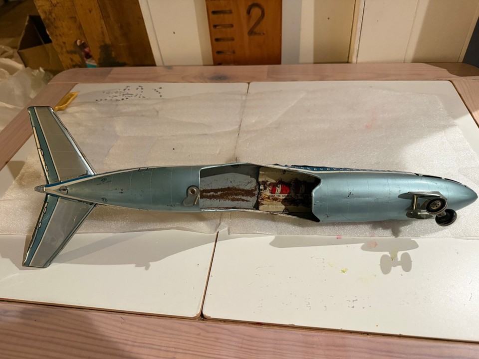 Vtg Made in Japan Large TN NOMURA PAN AM AIRPLANE BATTERY OPERATED Tin ...