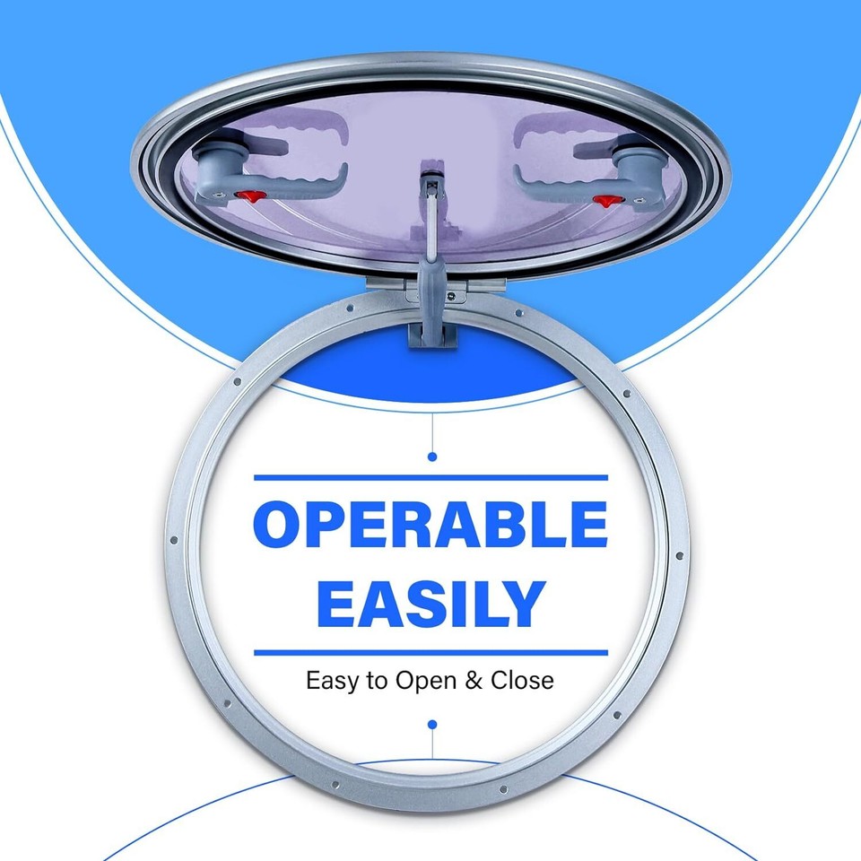 Round Deck Hatch Porthole Anodized Aluminum Hatch Tempered Glass Boat ...