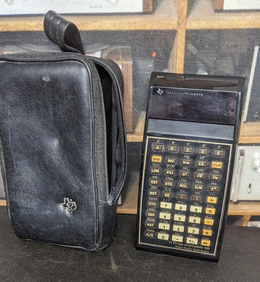 1977 Texas Instruments TI-59 Programmable Calculator with Case & Cards ...