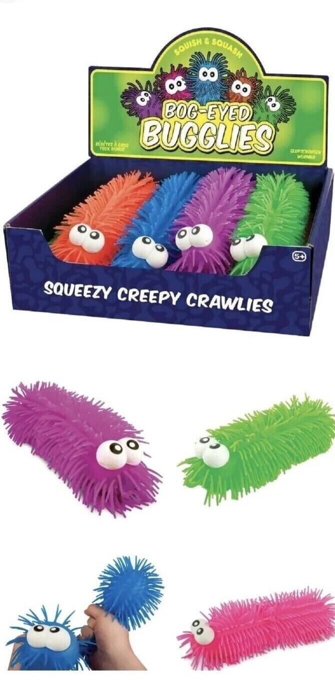 Bog Eyed Buggles Funny Stretchy Squashy Sensory Worm Kids Childs Toy ...