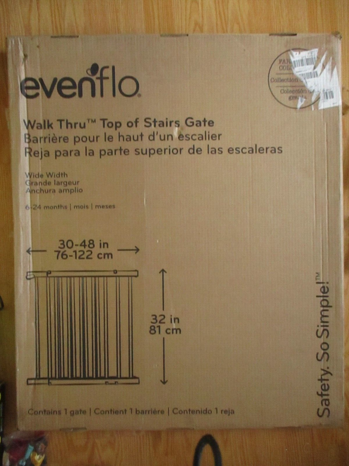 Evenflo Walk Thru Top Of Stairs Brown Wood Gate Farmhouse Collection 30 ...