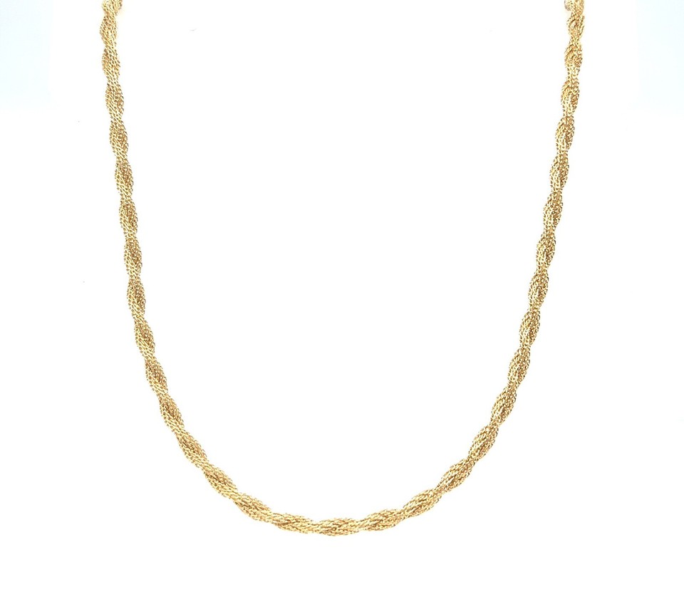 FINE VINTAGE MESH BRAIDED ROPE CHAIN SOLID 14K YELLOW GOLD 18” LONG | eBay