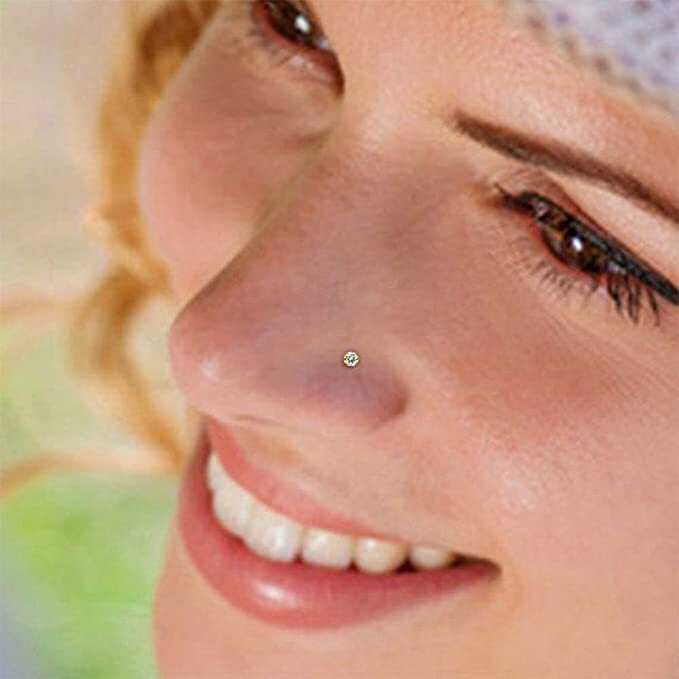 Box 20 Pieces of 925 Sterling Silver Bend Nose Stud 22g with 18k Gold ...