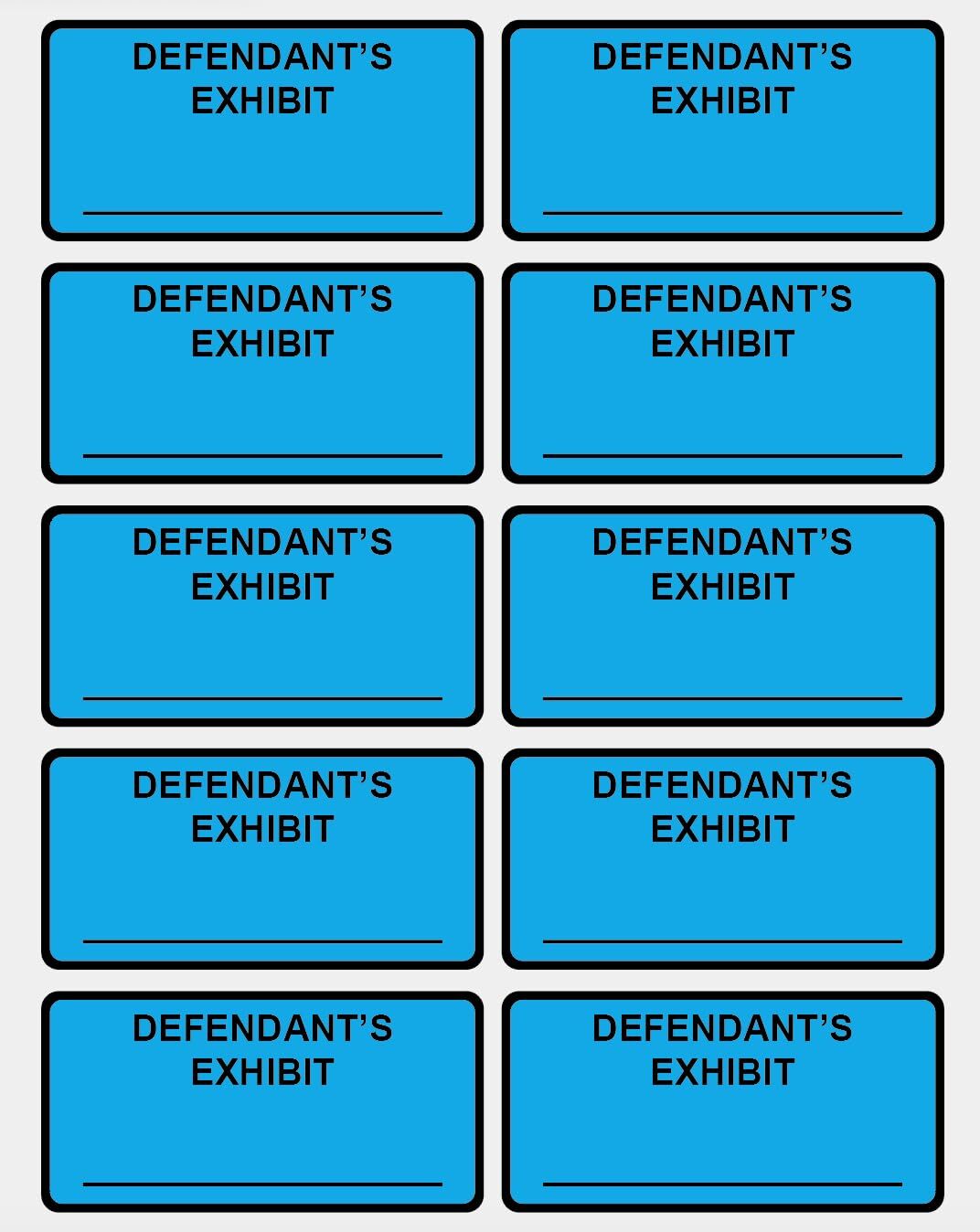 1"X2" 500 PCS Legal Exhibit Stickers, Plaintiff’s, Defendant’s ...