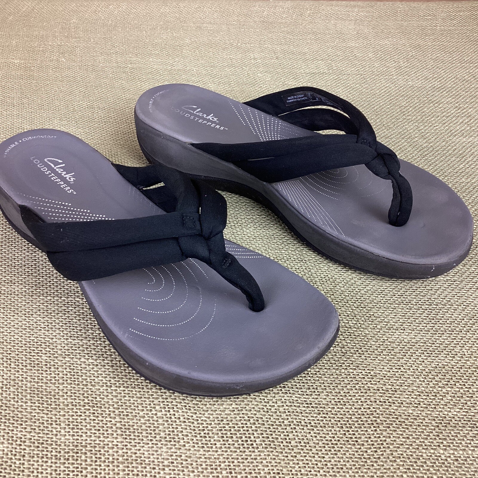 Clarks Cloudsteppers Arla Kaylie Black Slip-On Thong … - Gem