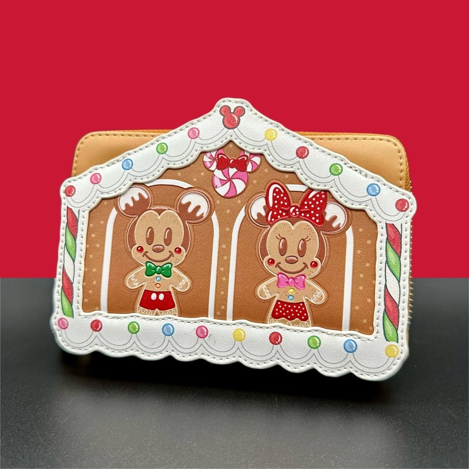LOUNGEFLY Mickey & Friends Gingerbread House Zip Around Wallet ...