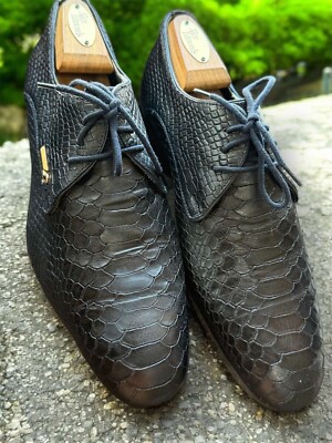 Zilli Shoes Crocodile Oxford Leather Genuine Derby Dress Black Men ...