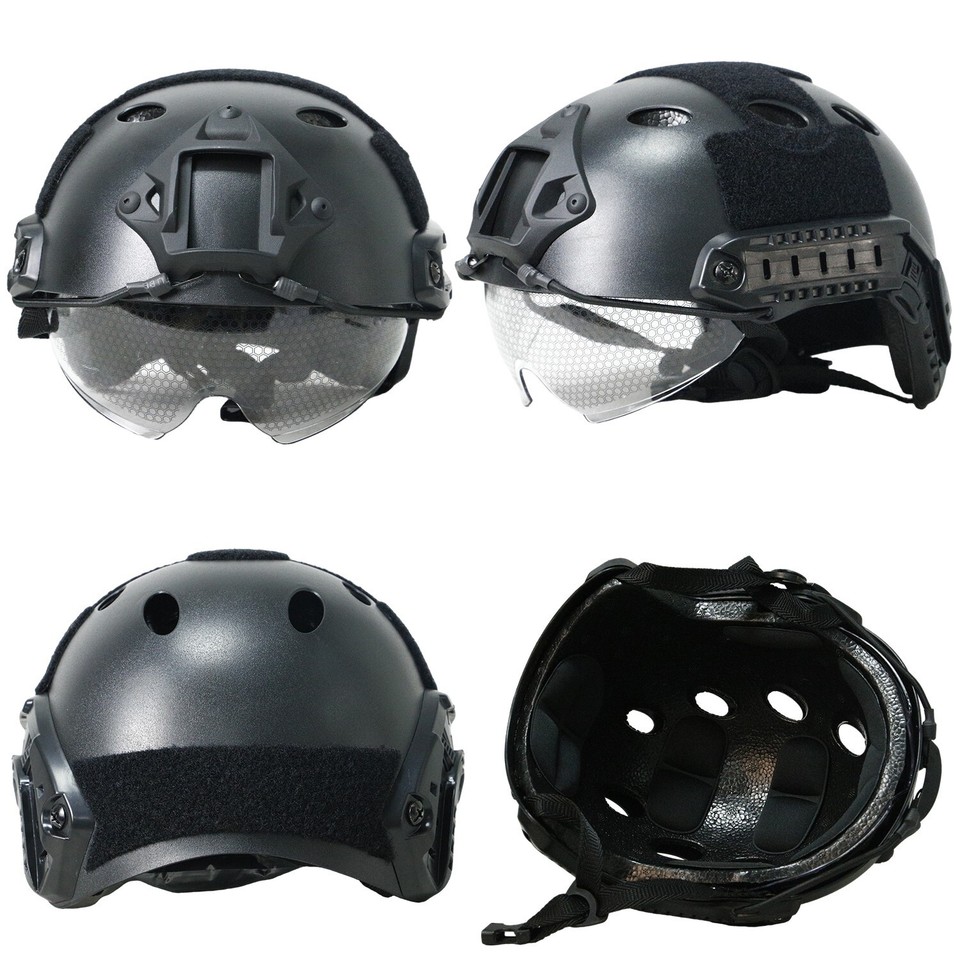 Tactical Airsoft Paintball SWAT Protective FAST Helmet W/Goggle + Half ...