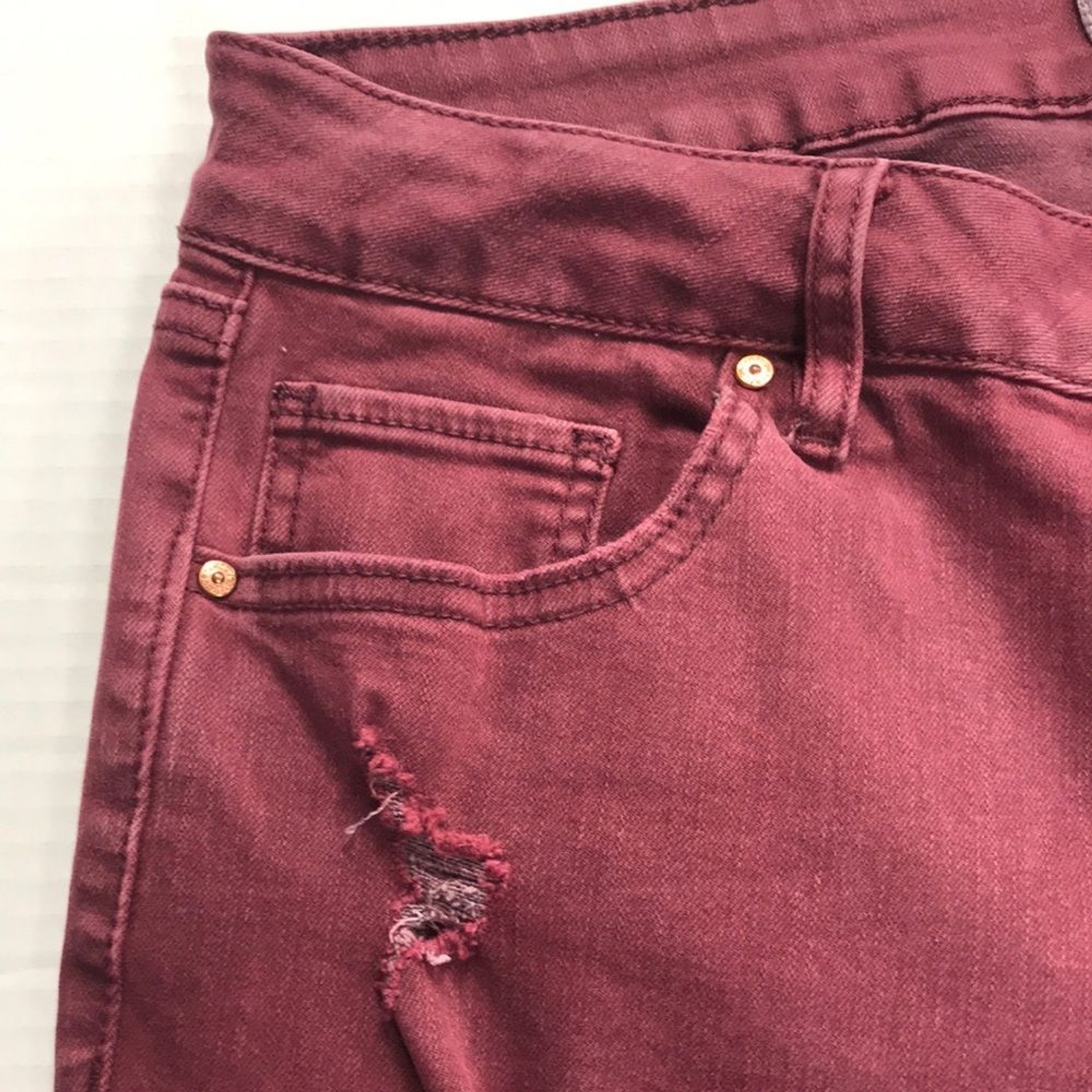 REFUGE Distressed Burgundy Maroon Skinny Jeans Womens… - Gem