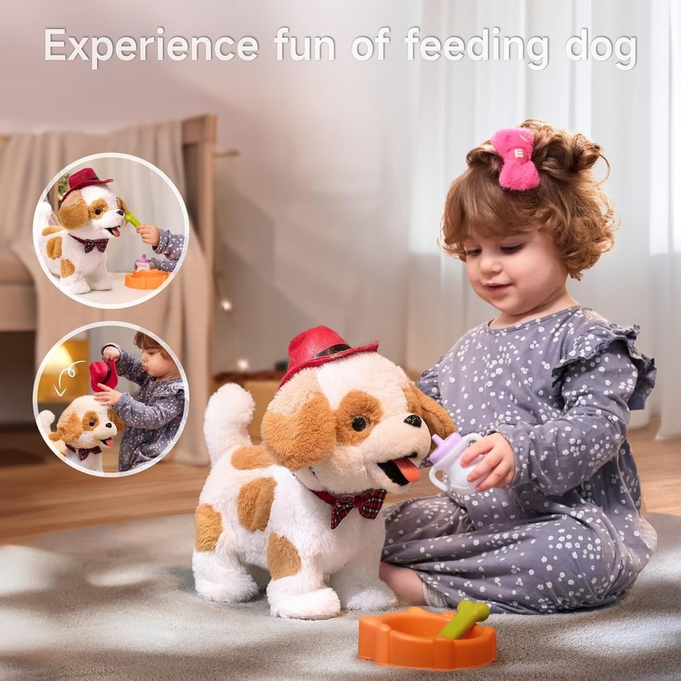 Walking Barking Toy Dog with Remote Control Leash, Plush Puppy ...