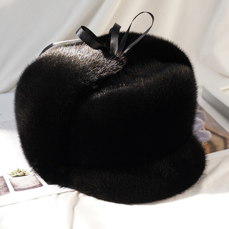 Men's Real Whole Pelt Mink Fur Hat Headgear Top Hat Middle Age Father ...