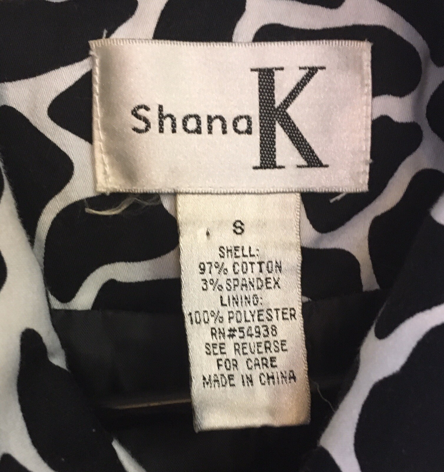 Shana K Trench Coat Size S Black And White Animal Print Mid Length ...