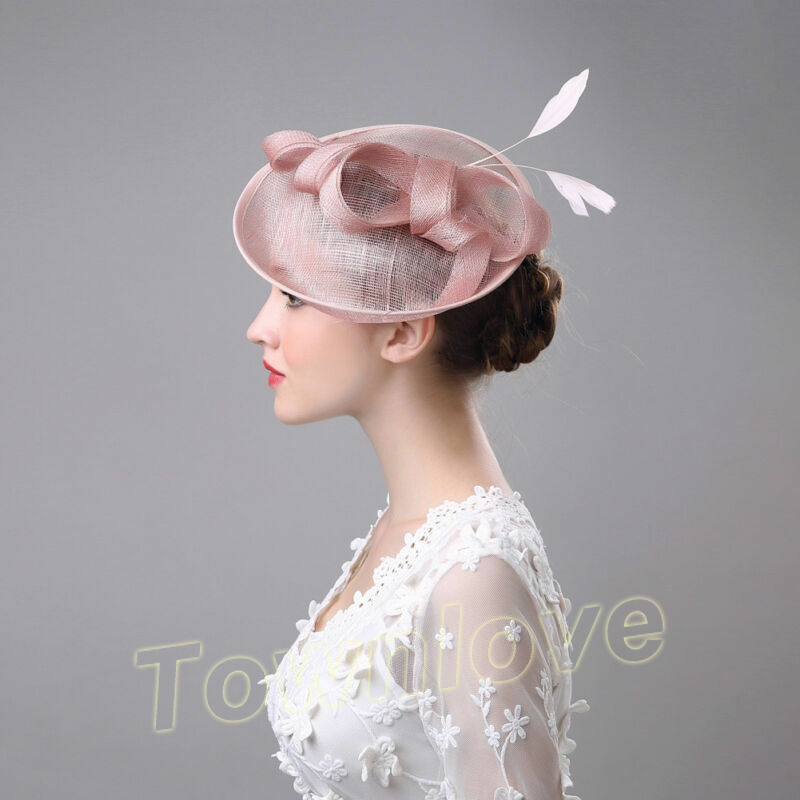 Women Wedding Party Hat Retro Feather Tulle Formal Party Hats Cambric ...