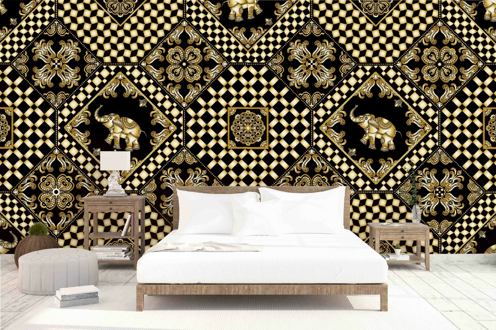 3D European Checkered Pattern Wall Murals Wallpaper Murals Wall Sticker ...