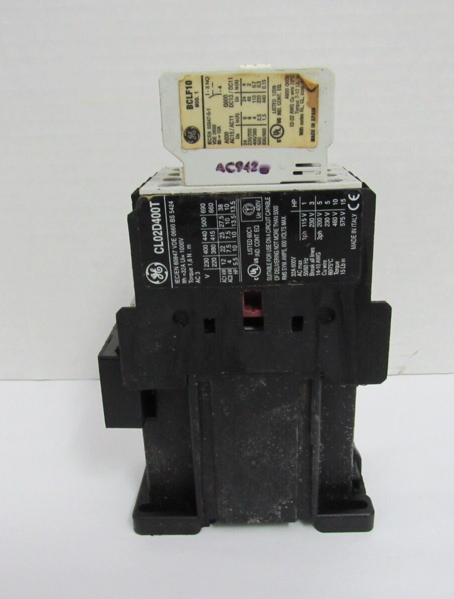 GE CL02D400T CONTACTOR W/ BCLF10 | eBay