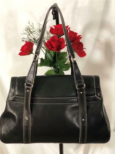 COLE HAAN Trinity F04 Solid Black Leather Large Shoulder Bag | eBay