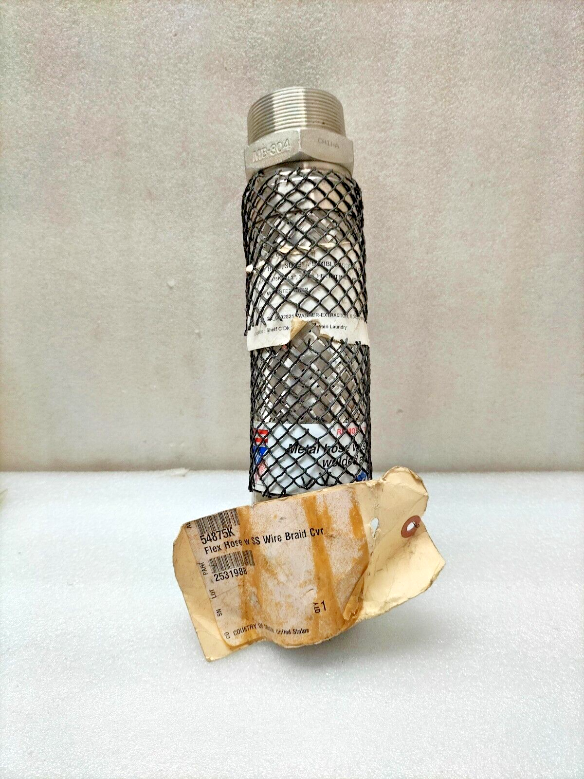 McMASTER-CARR 54875K FLEXIBLE HOSE WITH SS WIRE BRAID CVR ID 2" 35" LG ...