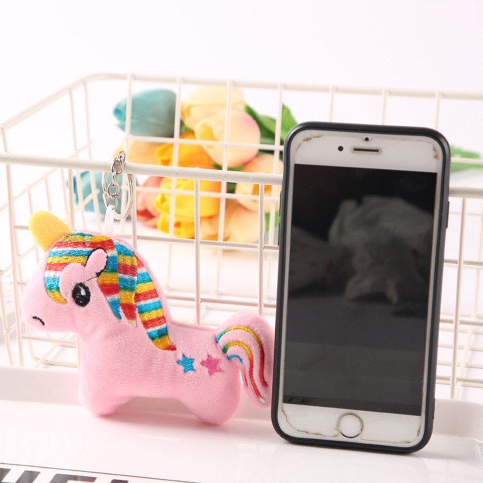 4pcs Unicorn Gift Keychains Plush Key Holder Embroidery Pendant ...