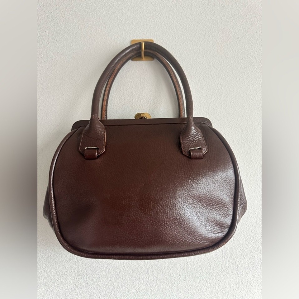 Vintage 1960s Chocolate Brown Leather Handbag | Structured Top Handle ...