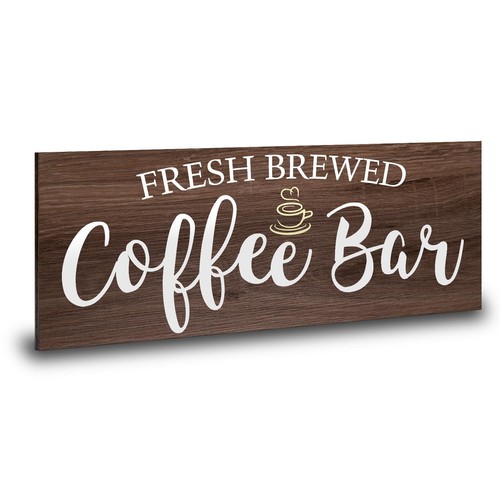 Rustic Coffee Bar Sign - Vintage Wood Plaque for Kitchen, Cafe, Home ...