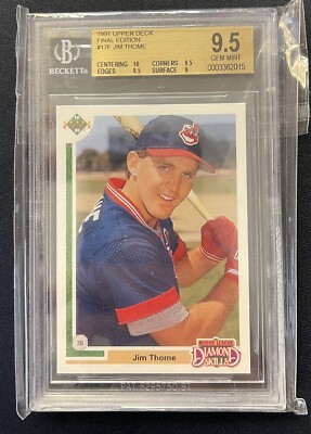 1991 Jim Thome Upper Deck Final Edition Rookie BGS 9.5 w/10 centering ...