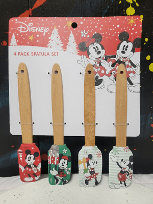 Disney Christmas Baking 8" Spatulas Minnie Mickey Mouse Green And Red ...