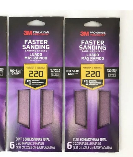 PACKS 3M PRO GRADE PRECISION FASTER SANDING SANDING SHEETS 220 GRIT for ...