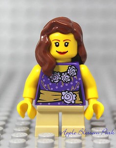 NEW Lego Female GIRL MINIFIG w/Gold & Purple Torso - Tan Short legs ...