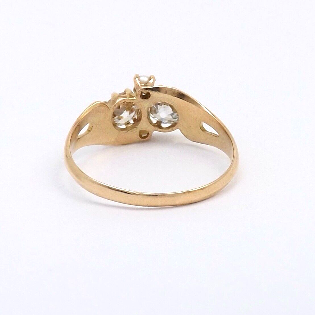Victorian Toi Et Moi Genuine Mine Cut Diamond Seed Pearl Ring 9k-10k Gold sz8 | eBay