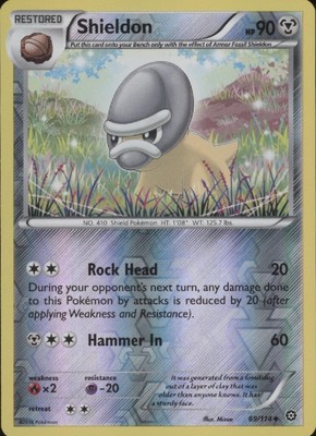 Shieldon Reverse Holo Pokemon Card 69/114 Steam Siege Set NEAR MINT | eBay