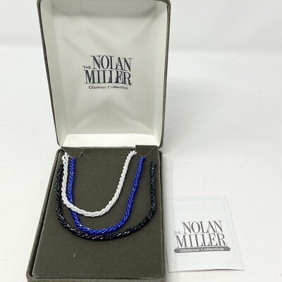 3 Signed Nolan Miller Glass Bugle Seed Bead Necklaces Contours Color ...