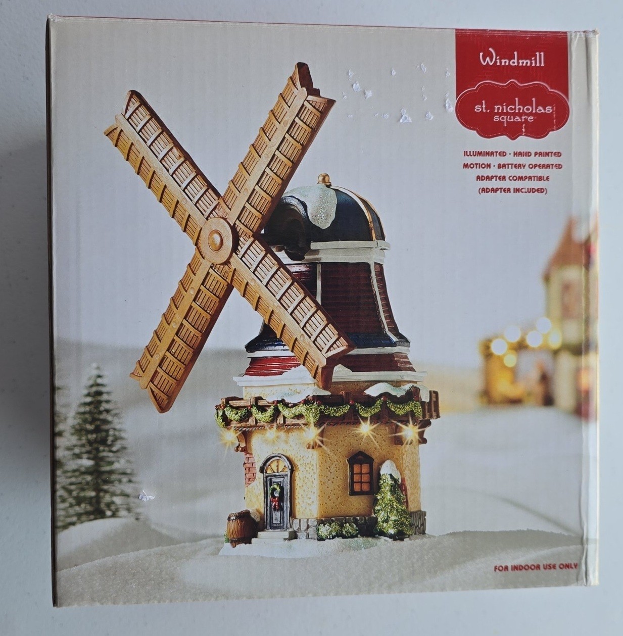 St. Nicholas Square Windmill Retired 2016 Hand Painted Motion Operated ...