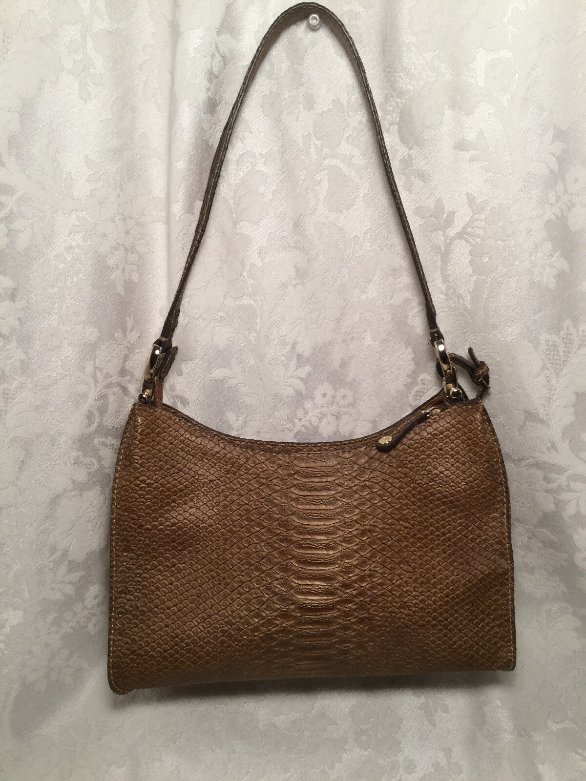 LIZ CLAIBORNE The Villager FAUX CROC Print BROWN Handbag Shoulder Bag ...
