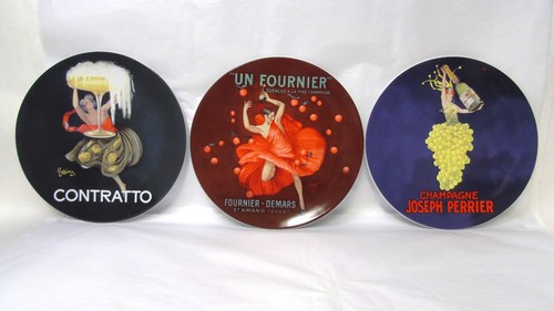 Set of 3 Pottery Barn Bubbly French Ladies Dancing Cocktail Plates b710 ...