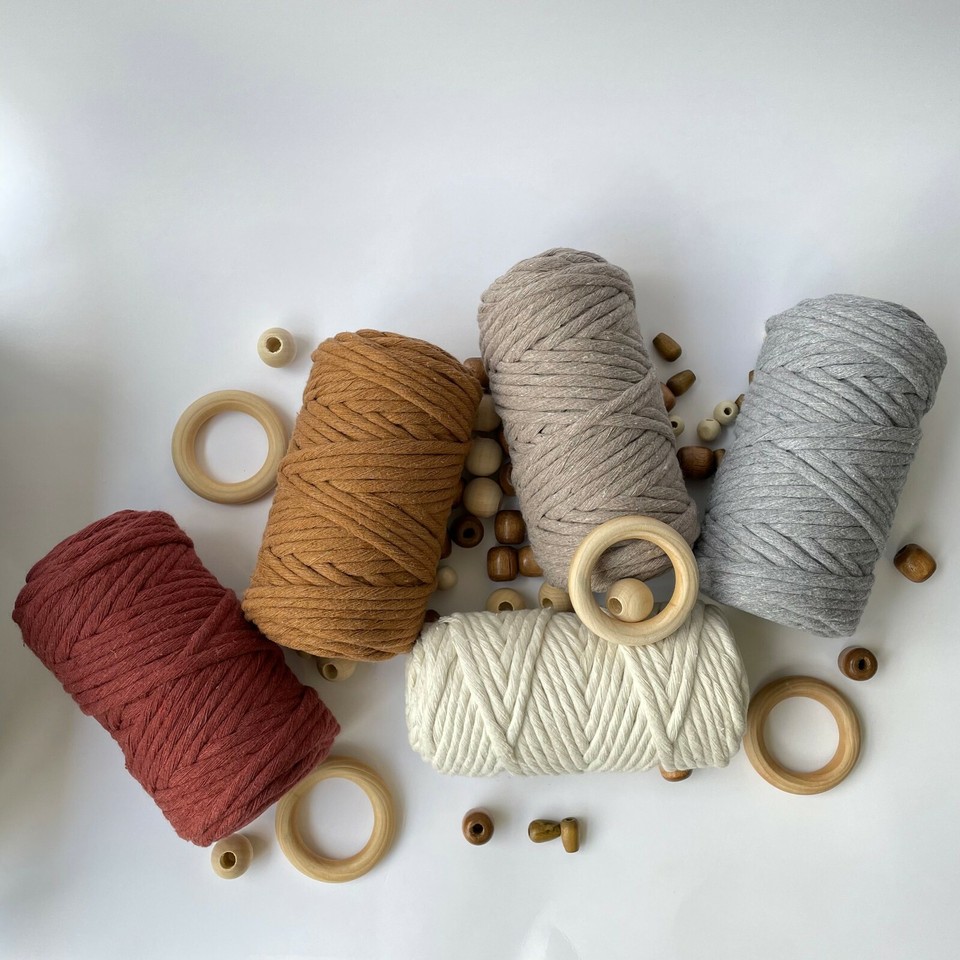 5 mm Macrame Cotton cord, Single twisted 50 Yard Macrame cord, macrame ...