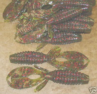 4" Yo Mama Magnum Watermelon Red Fleck color Bass Plastics Creature ...