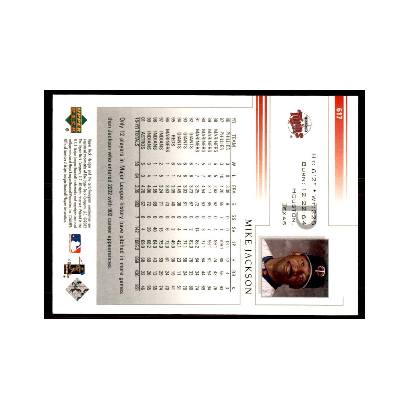 2002 Upper Deck Mike Jackson Baseball Cards #617 | eBay