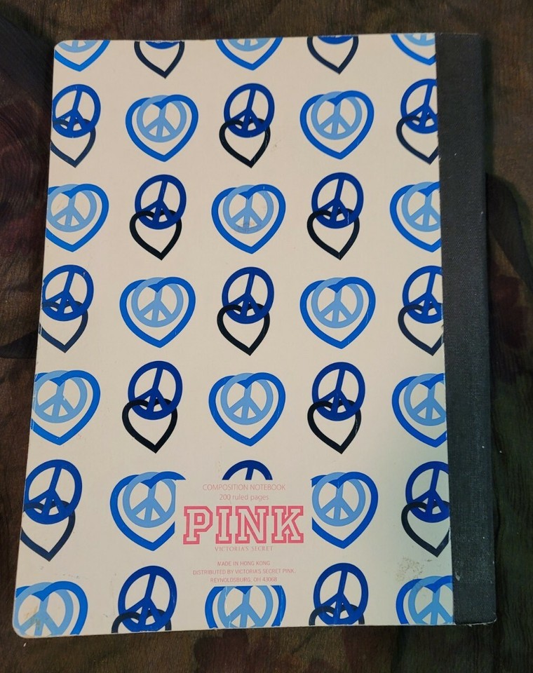 NEW Victoria’s Secret PINK Vintage Composition Notebook Journal Peace ...