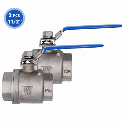 2P VAV 11/2" Ball Valve Full Port, 316 Stainless Steel,1000 WOG for ...