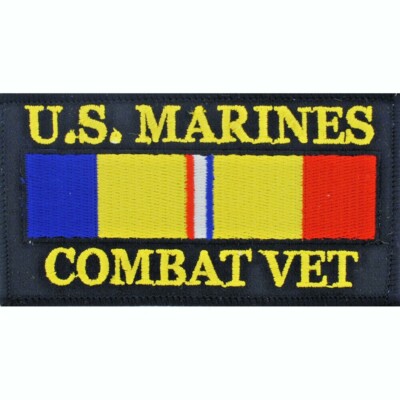 MARINE CORPS COMBAT VETERAN Embroidered Shoulder Patch 1-3/4"X4-1/4 ...