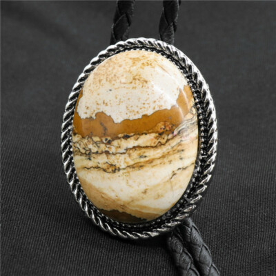 Sandstone Bola Bolo Tie 40" Leather Rope Western Cowboy Bola Wedding ...