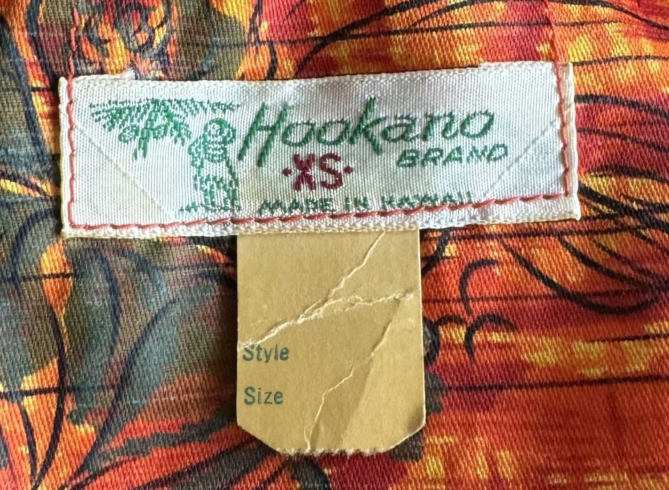 Vintage Hookano Hawaii Maxi Dress Bark Cloth Short Sleeves Orange ...