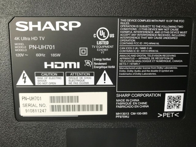 Sharp Prosumer Pn-uh701 70in 4k Commercial LCD Display for sale online ...