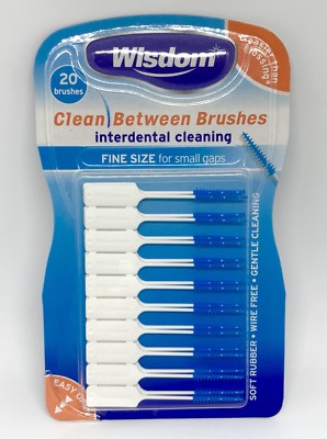 Wisdom BLUE Fine Clean Between Rubber 20 Interdental Plaque Brushes X 1 ...
