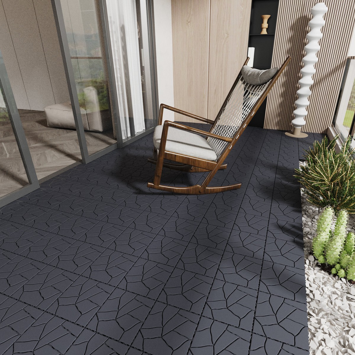 Outdoor Interlocking Floor 12x12 Interlocking Slate Stone Outdoor Deck