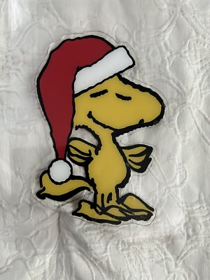 CHRISTMAS PEANUTS SNOOPY PLASTIC WINDOW CLING SELF STICK DECAL, 7.5" X ...