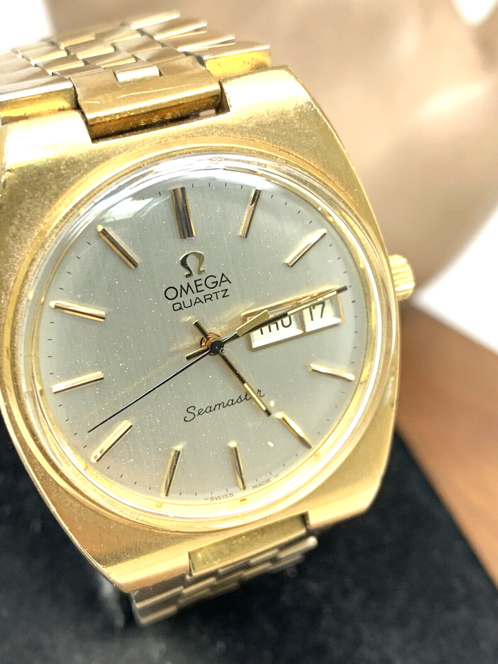 Omega Seamaster Men's Watch 1345 Vintage Swiss Quartz Day Date Gold ...