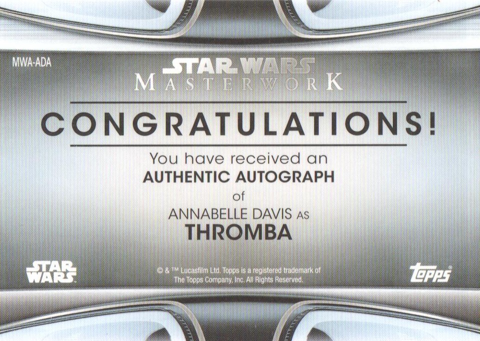 2021 Star Wars Masterwork Autograph #MWA-ADA Annabelle Davis as Thromba ...