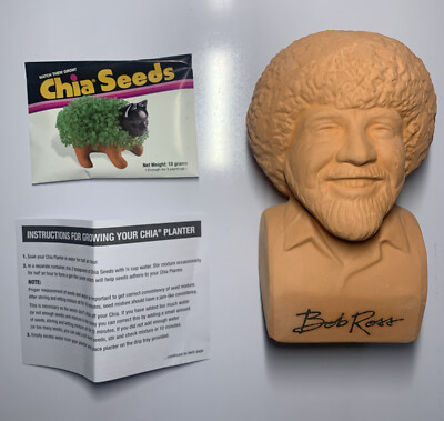 NEW Bob Ross Chia Pet Head The Joy of Painting GIFT PLANTER UNIQUE ...