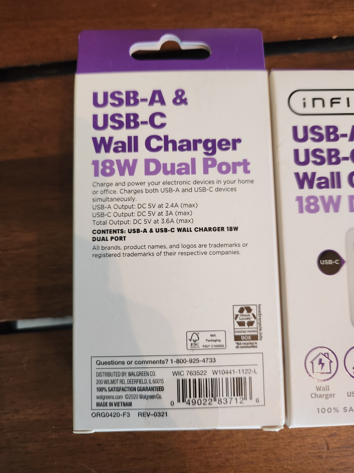 Infinitive 763522 USB-A & USB-C Wall Charger 18W Dual Port NOS for sale ...